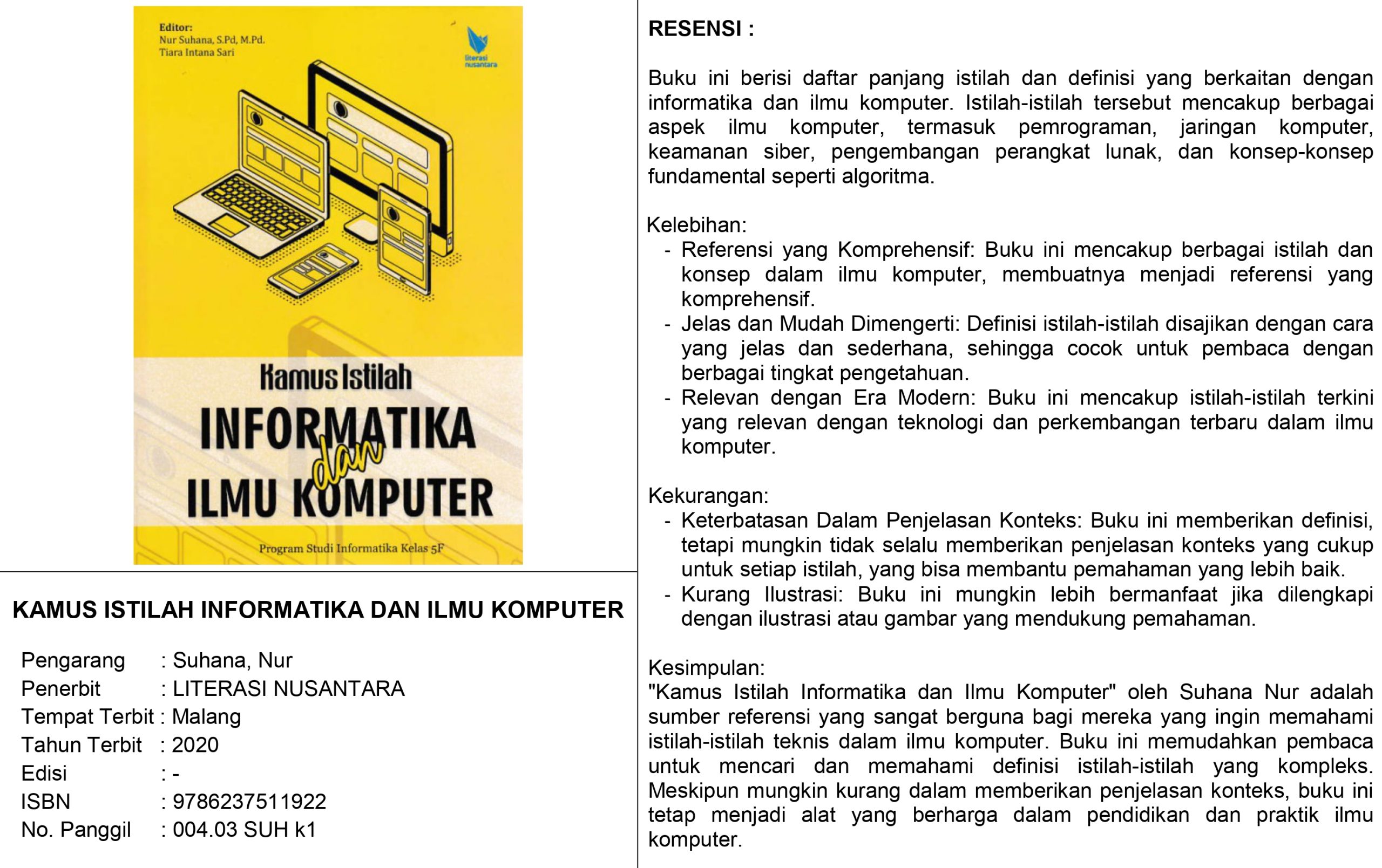 Resensi Buku - KAMUS ISTILAH INFORMATIKA DAN ILMU KOMPUTER - Akbar ...