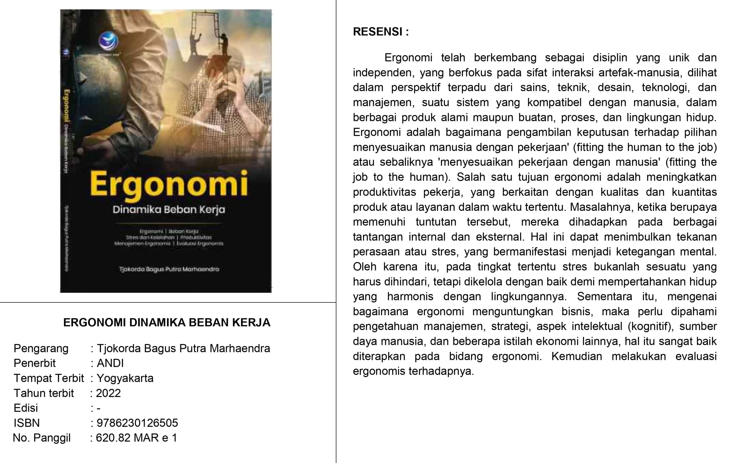 Resensi Buku - ERGONOMI DINAMIKA BEBAN KERJA - Abidin - Perpustakaan ...