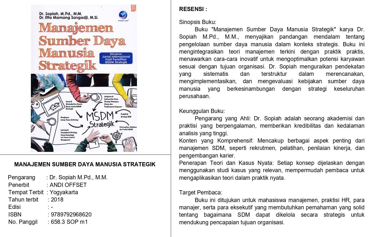 25. Resensi Buku - MANAJEMEN SUMBER DAYA MANUSIA STRATEGIK - Perpustakaan Universitas Widyatama