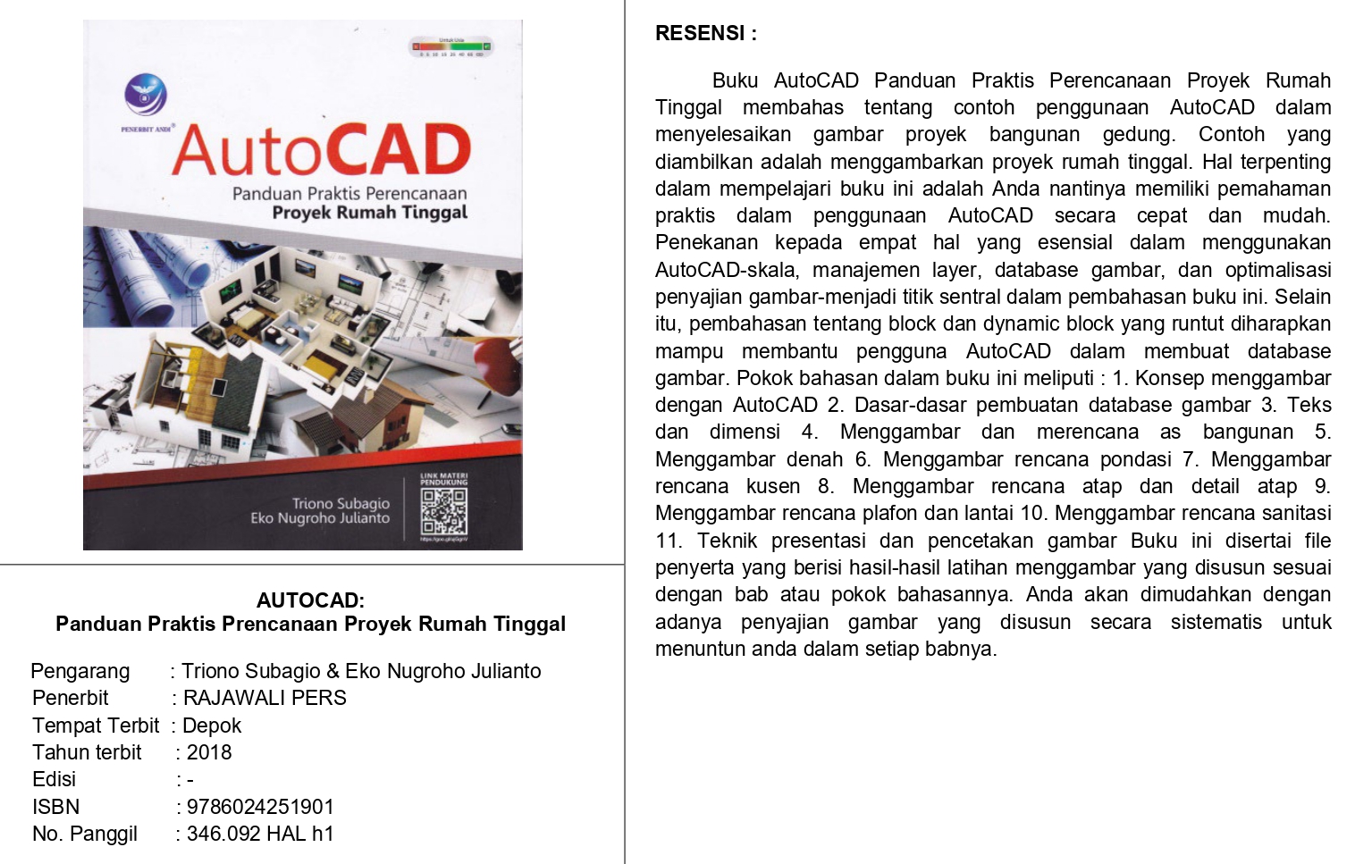29. Resensi Buku - AUTOCAD - Perpustakaan Universitas Widyatama