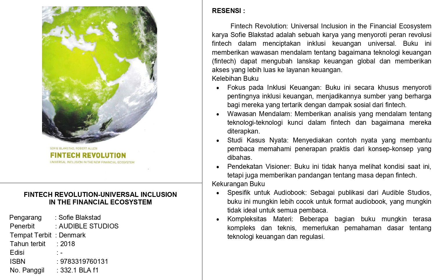 24. Resensi Buku - FINTECH REVOLUTION-UNIVERSAL INCLUSION IN THE ...