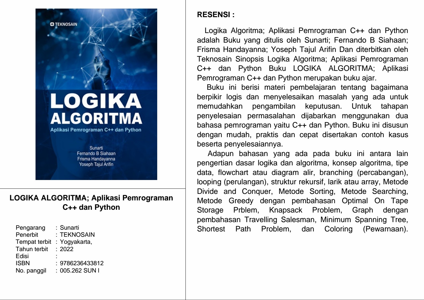 7. LOGIKA ALGORITMA_ Aplikasi Pemrograman C++ dan Python - Perpustakaan ...