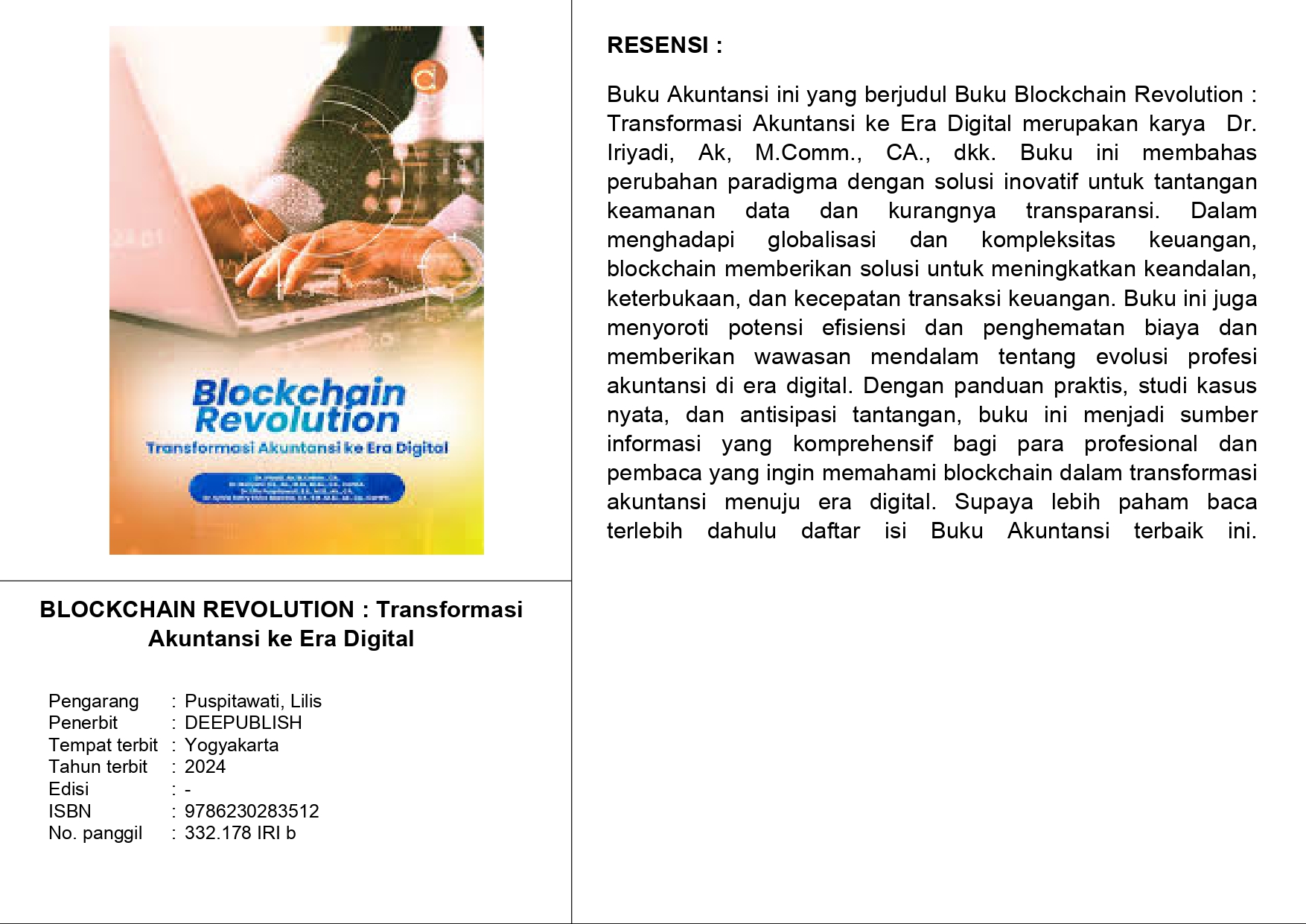 20. BLOCKCHAIN REVOLUTION _ Transformasi Akuntansi ke Era Digital - Perpustakaan Universitas ...