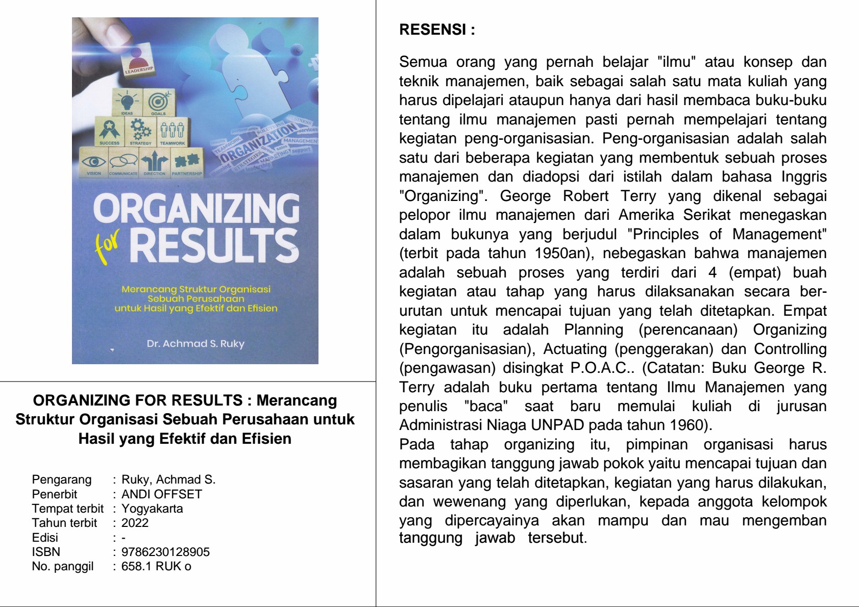 ORGANIZING FOR RESULTS _ Merancang Struktur Organisasi Sebuah Perusahaan untuk Hasil yang ...